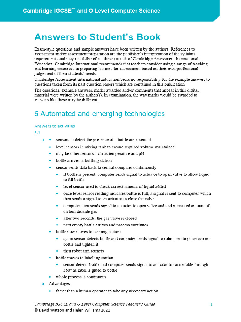 Answers To Chapter 6 Activities and Questions | PDF | Sensor | Valve