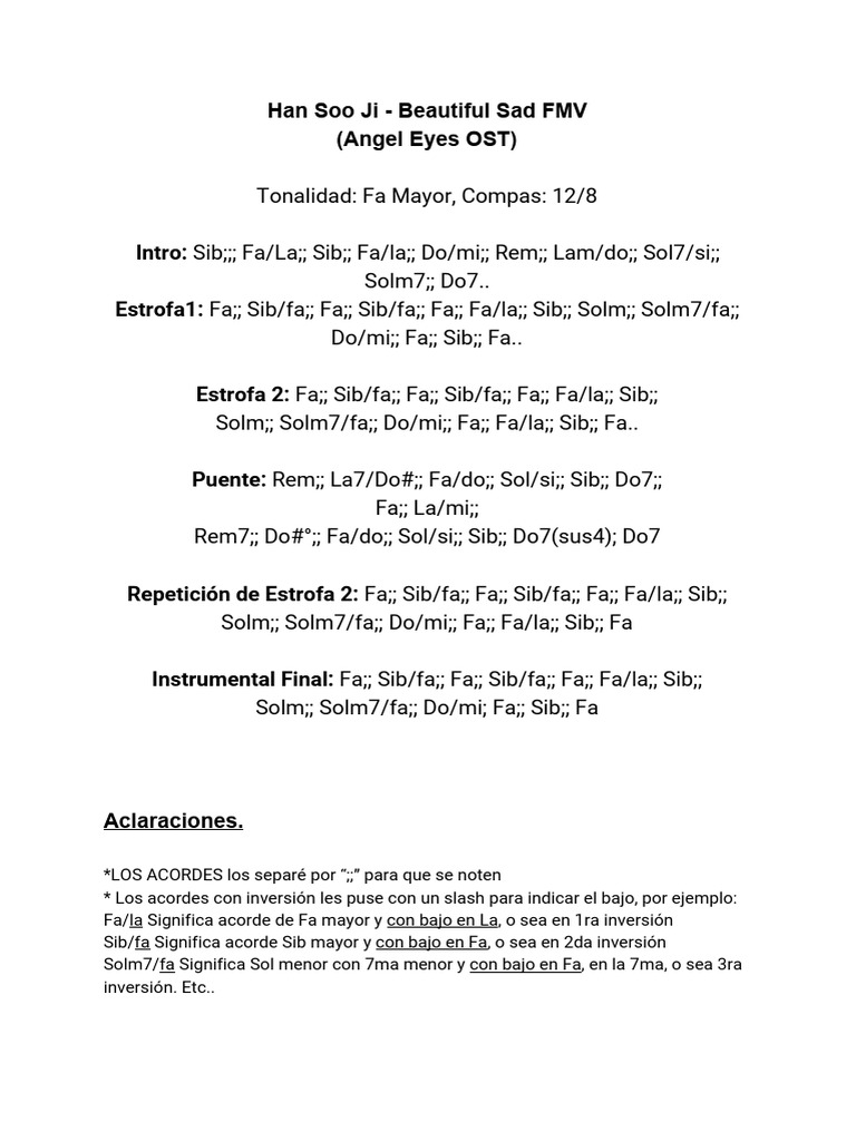 Han Soo Ji Beautiful Sad FMV | PDF | Artes del Lenguaje y Comunicación