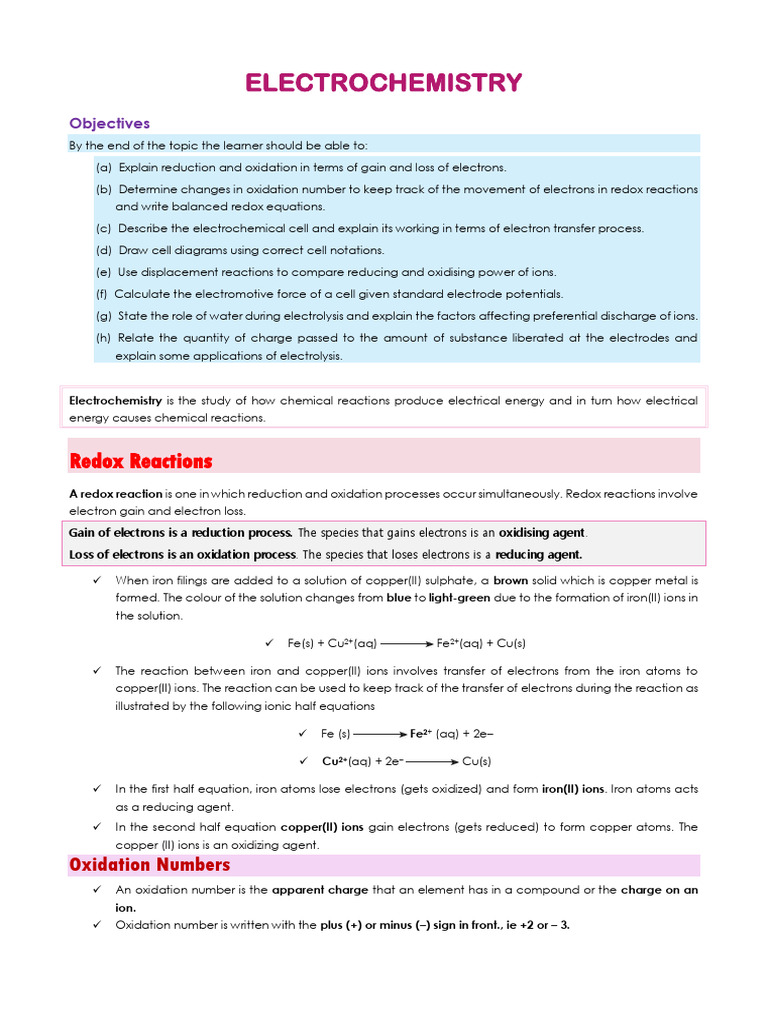 4.4 Electrochemistry | PDF | Redox | Electrochemistry