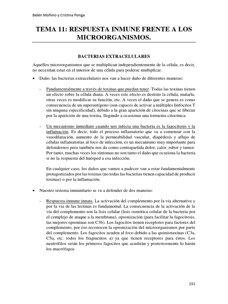 Tema 11 - Respuesta Inmune Frente A Los Microorganismos | PDF | Sistema inmune | Fagocito