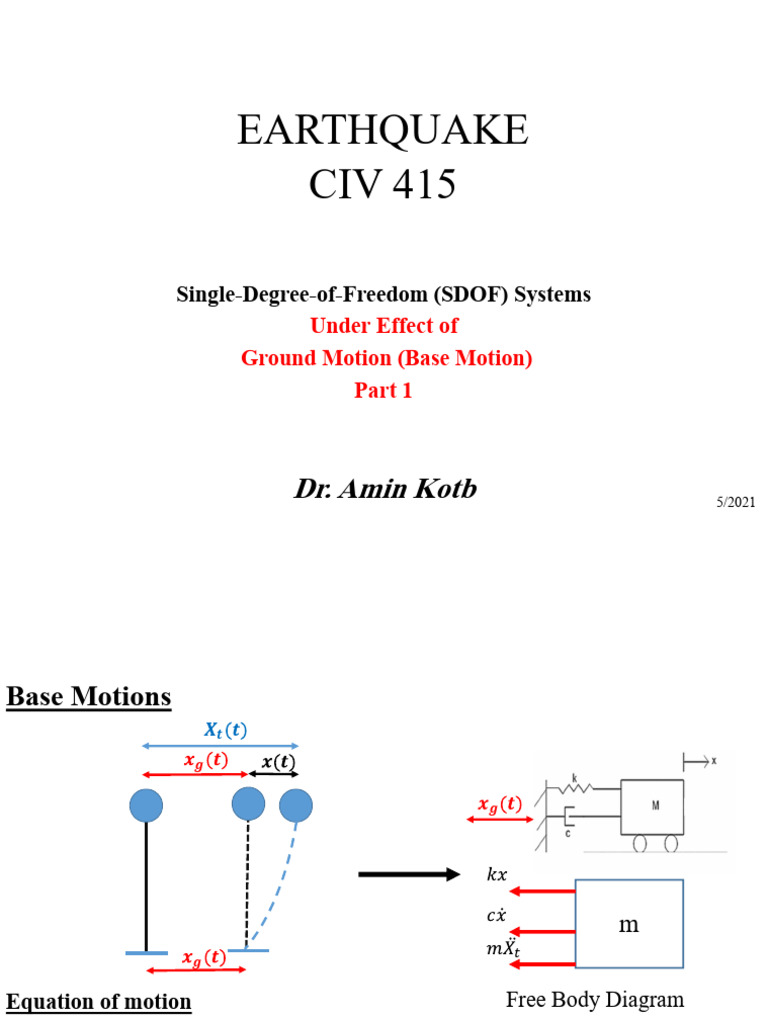 SDOF Systems and Ground Motion Analysis | PDF | Oscillation | Continuum ...