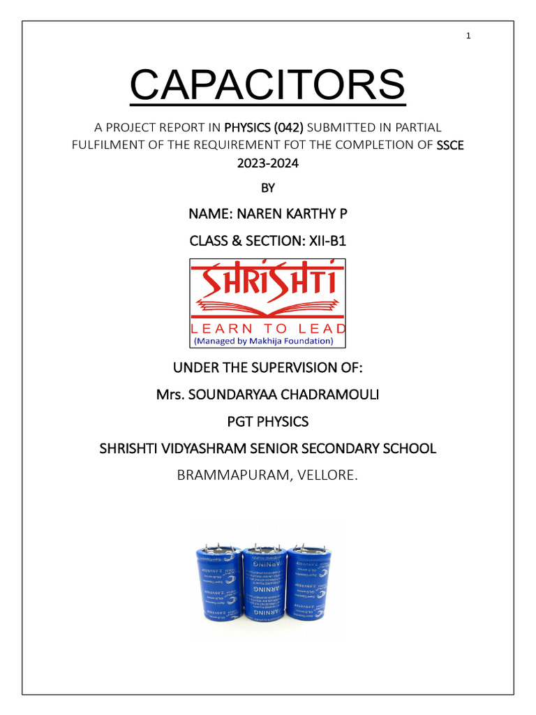 Capacitors: Essential Physics Project Report | PDF | Capacitor ...
