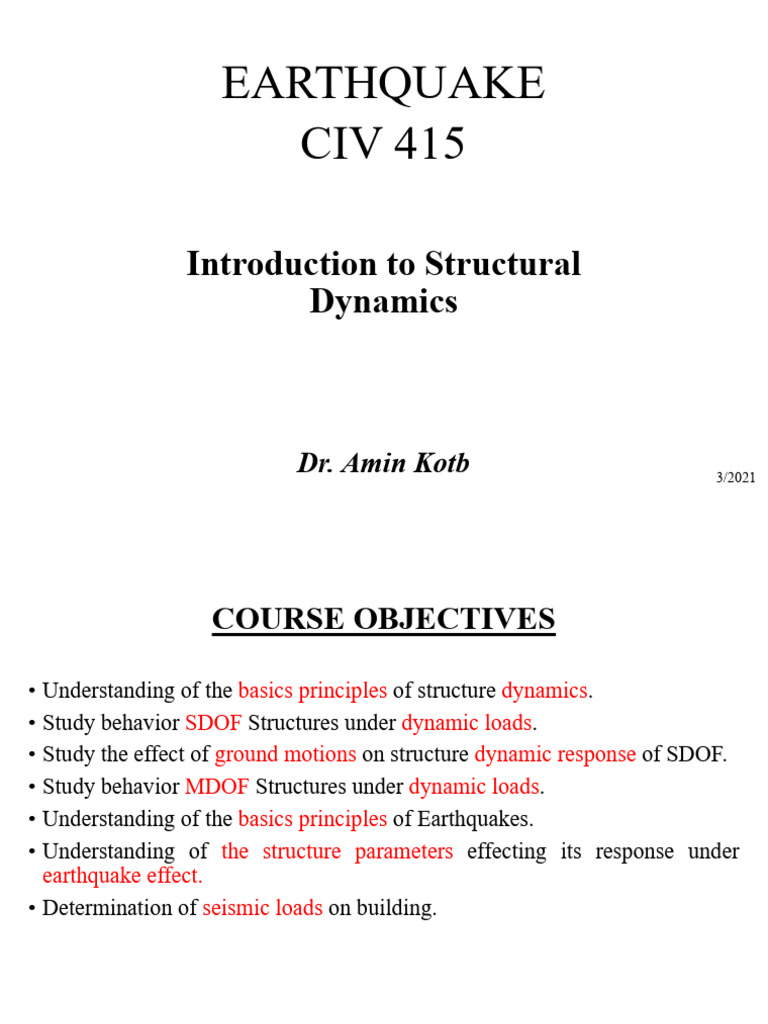Introduction To Structural Dynamics | PDF | Force | Mass Introduction To Structural Dynamics | PDF | Force | Mass