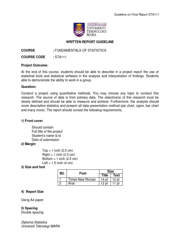 Guideline Written Report | PDF | Statistics | Analysis