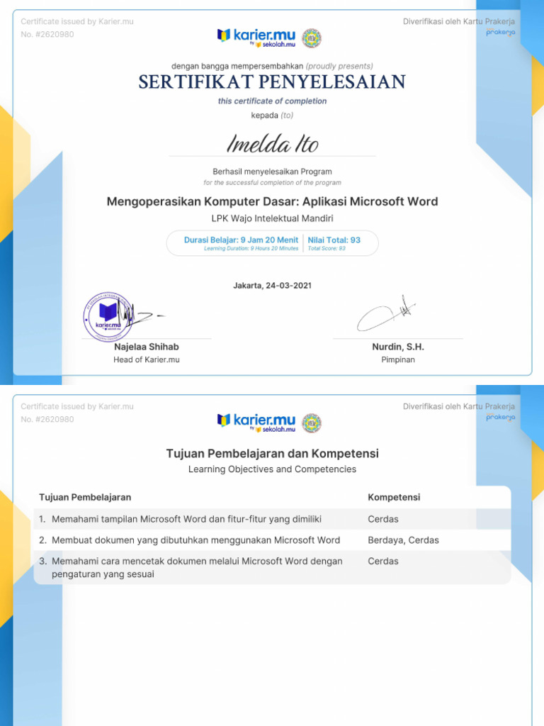 Sertifikat-Sekolahmu-Komputer Dasar | PDF