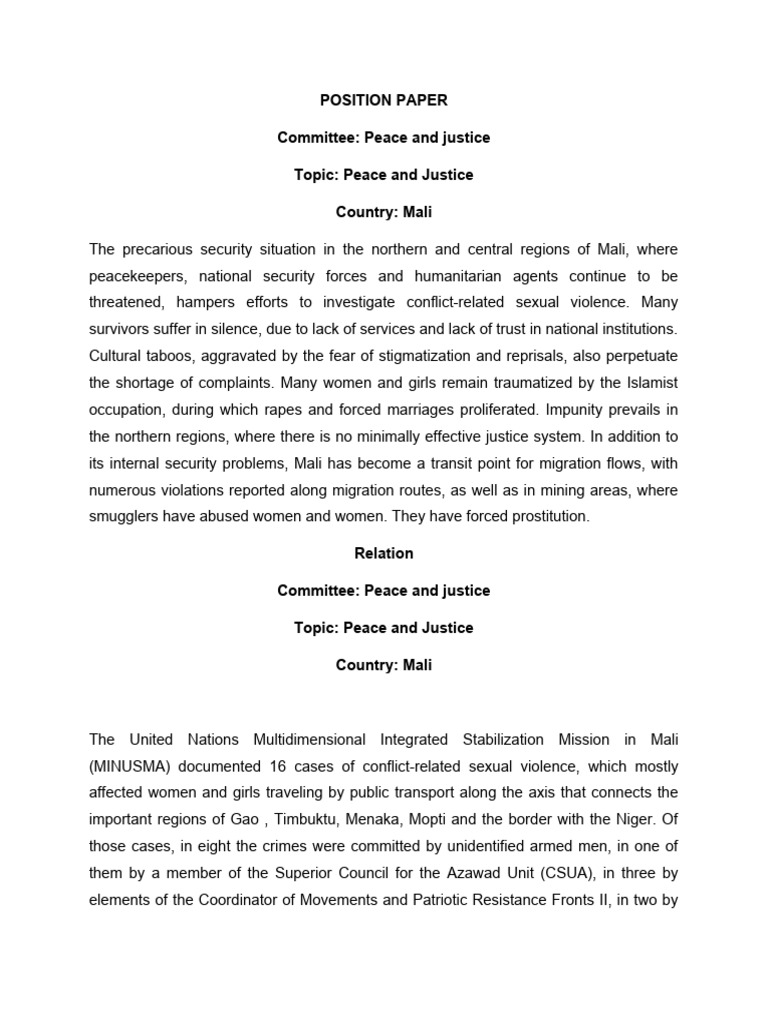 Position Pape1 | PDF | Mali | Poverty