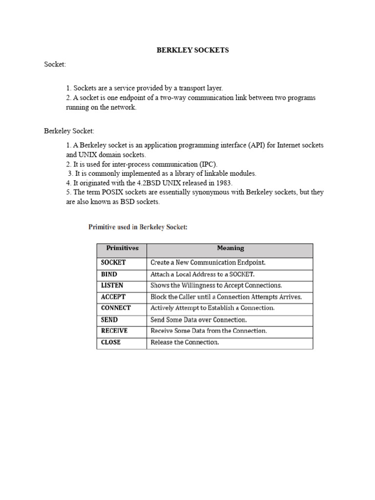 Berkley Sockets | PDF