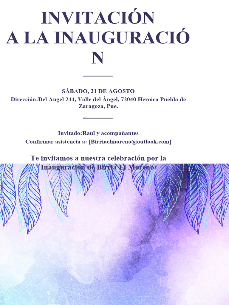 Invitación A La Inauguracion de Birria El Moreno | PDF