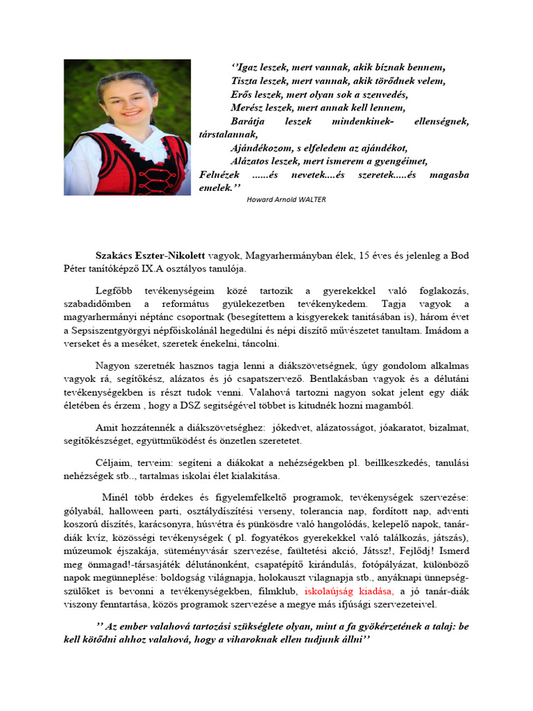 DSZ Szakacs ESzter Bemutatkozása | PDF