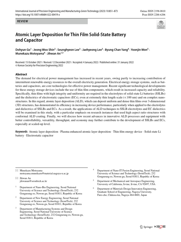 Atomic Layer Deposition For Thin Film Solid State Battery and Capacitor ...