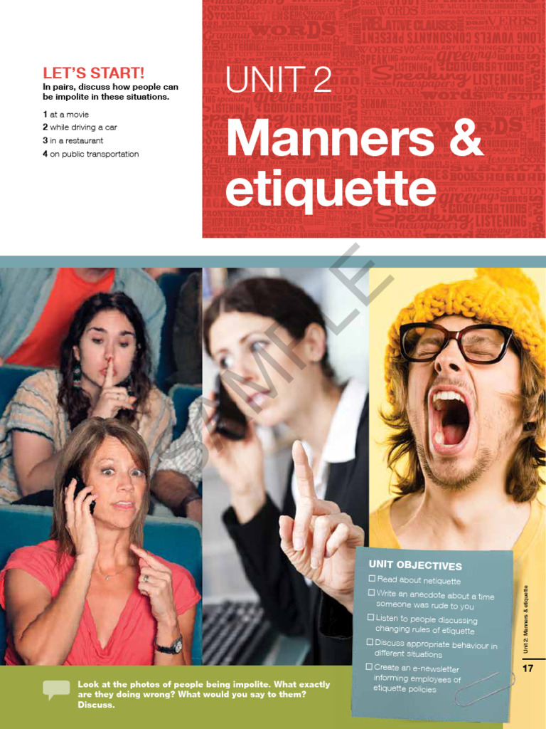 EFEKTA-GE-B2.3 U2 Manners and Etiquette | PDF | Etiquette | Sentence (Linguistics)