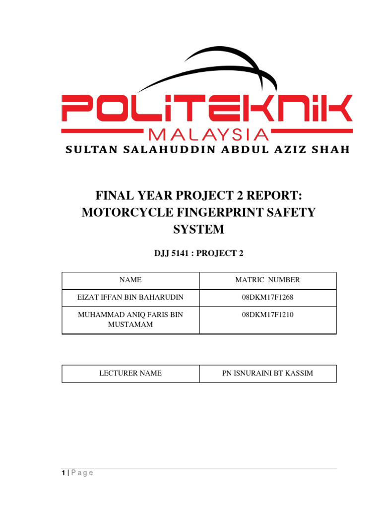 Motorcycle Fingerprint Safety System Pdf Biometrics Fingerprint