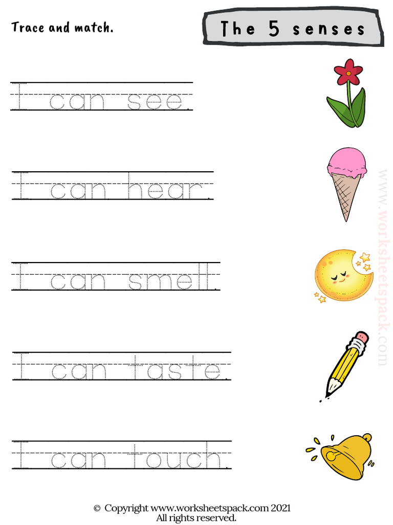 5 Senses Tracing Activities For Preschool | PDF