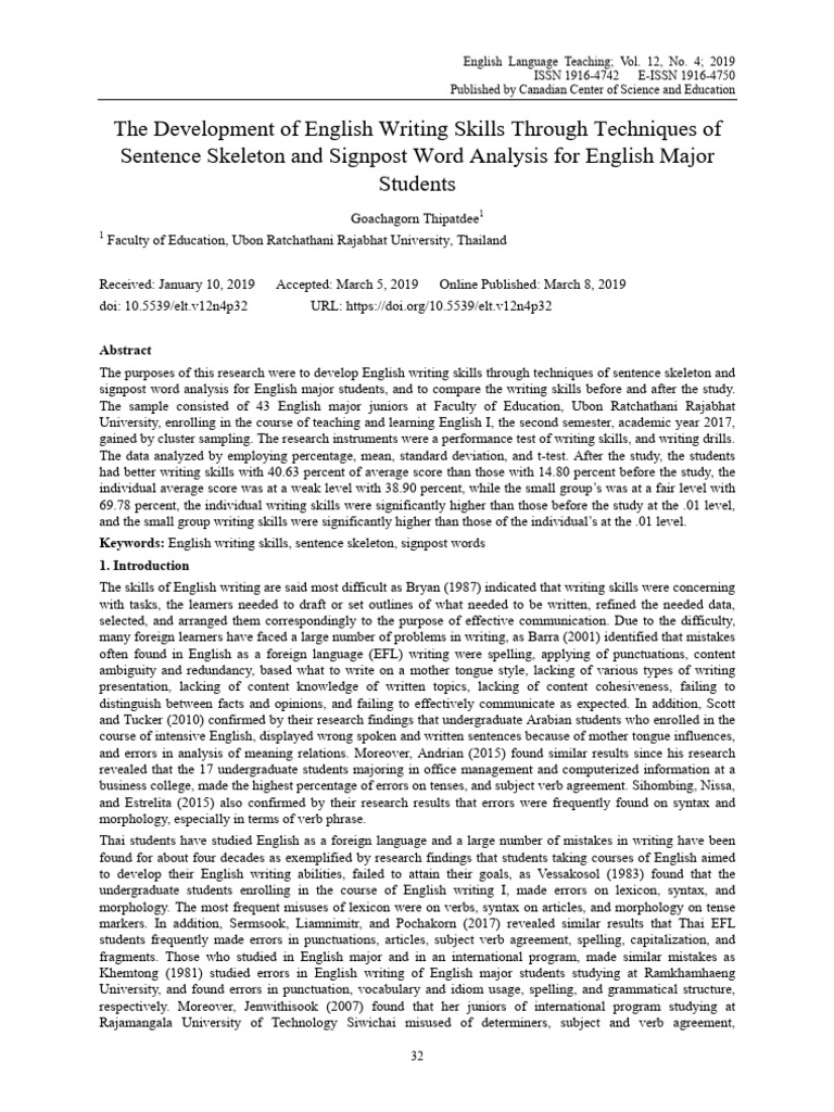 The Development of English Writing Skills Through Techniques of ...