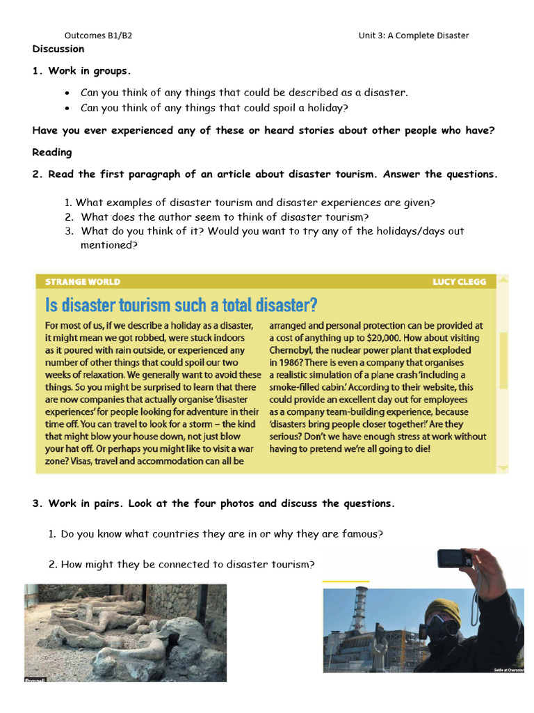 Outcomes Int 3c A Complete Disaster | PDF | Linguistics | Grammar