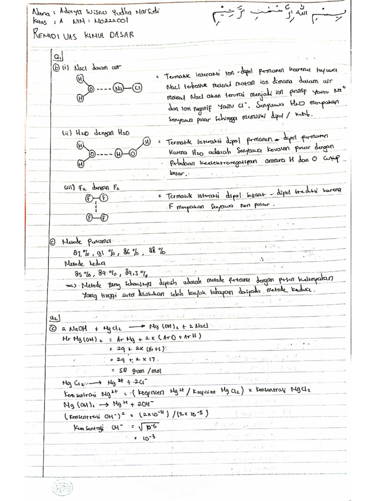 Aditya Wisnu Yudha Marsudi - M0222001 - REMIDIKIMIADASARSEMS1 | PDF