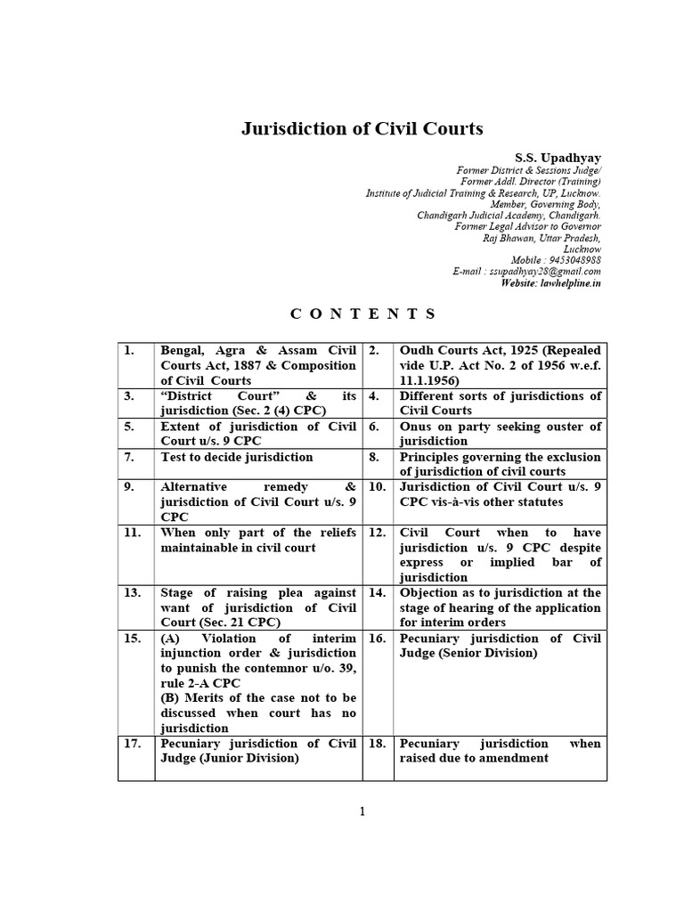Jurisdiction of Civil Courts | PDF | Lawsuit | Jurisdiction