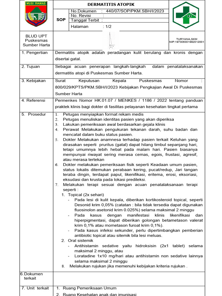 SOP Dermatitis Atopi | PDF