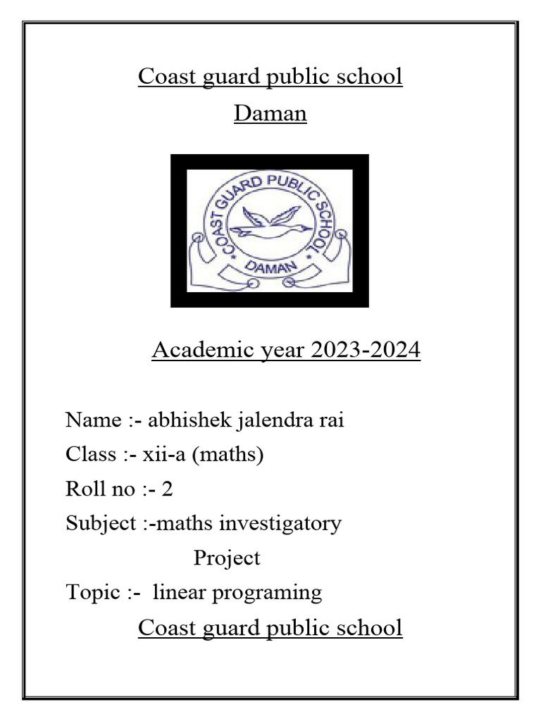 Maths Project Class 12 | PDF | Mathematical Optimization | Linear Programming