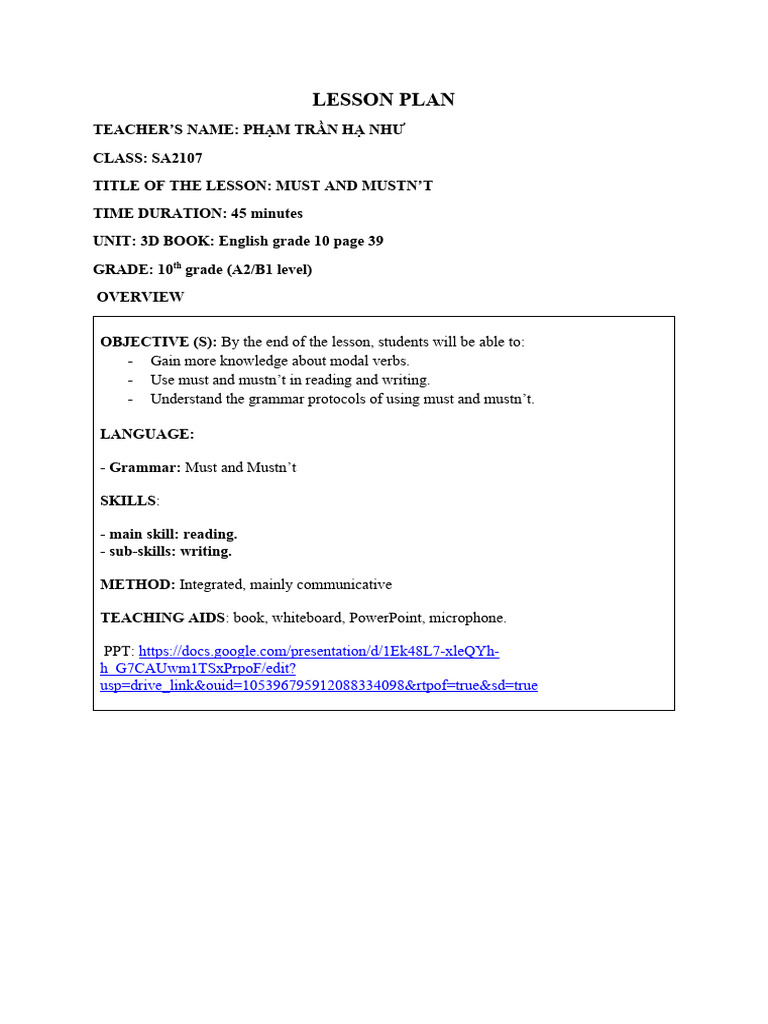 Lesson Plan - Reading - Sample | Download Free PDF | Lesson Plan | Teachers