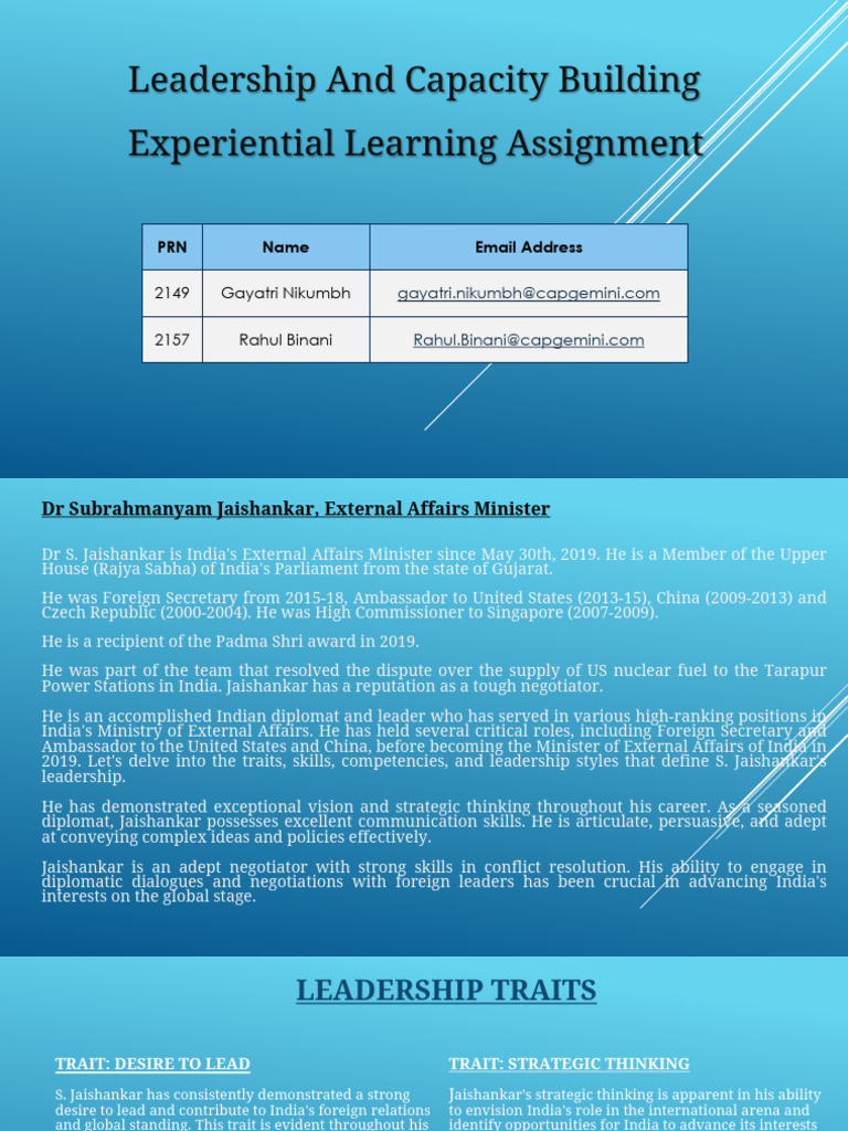 Experiential Learning Assignment | PDF | Leadership | International Relations