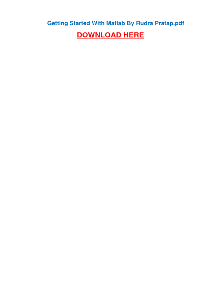Getting Started With Matlab By Rudra Pratap Pdf Matlab Computing