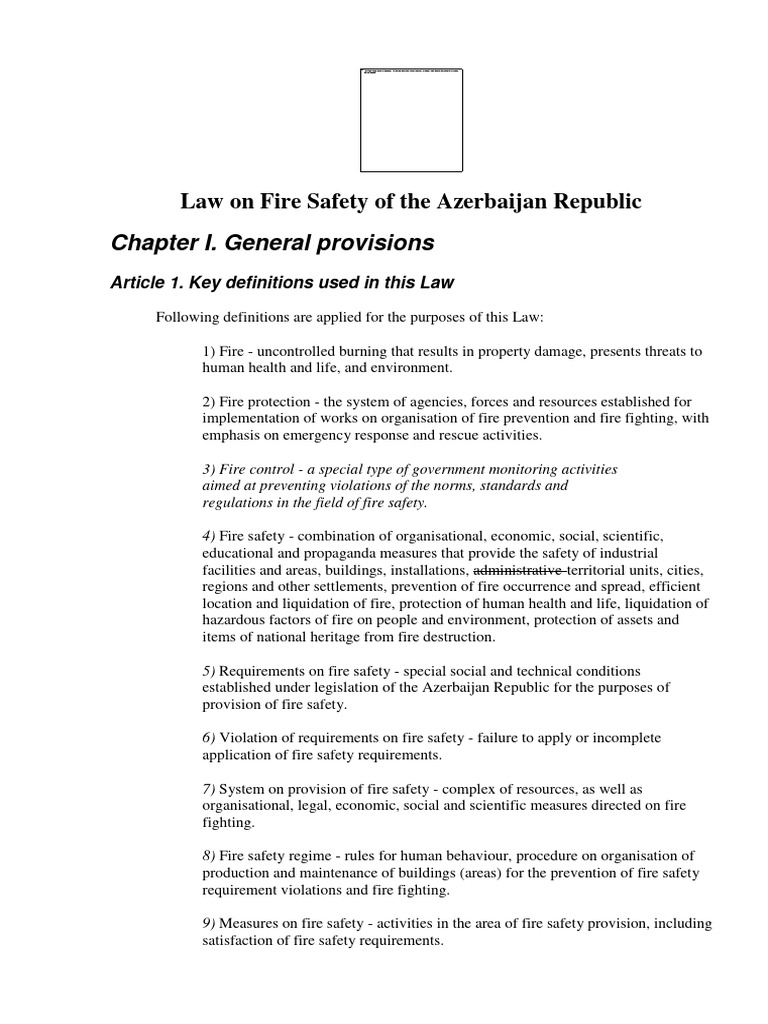 Fire Law Azerbaijan | PDF | Fire Safety | Safety