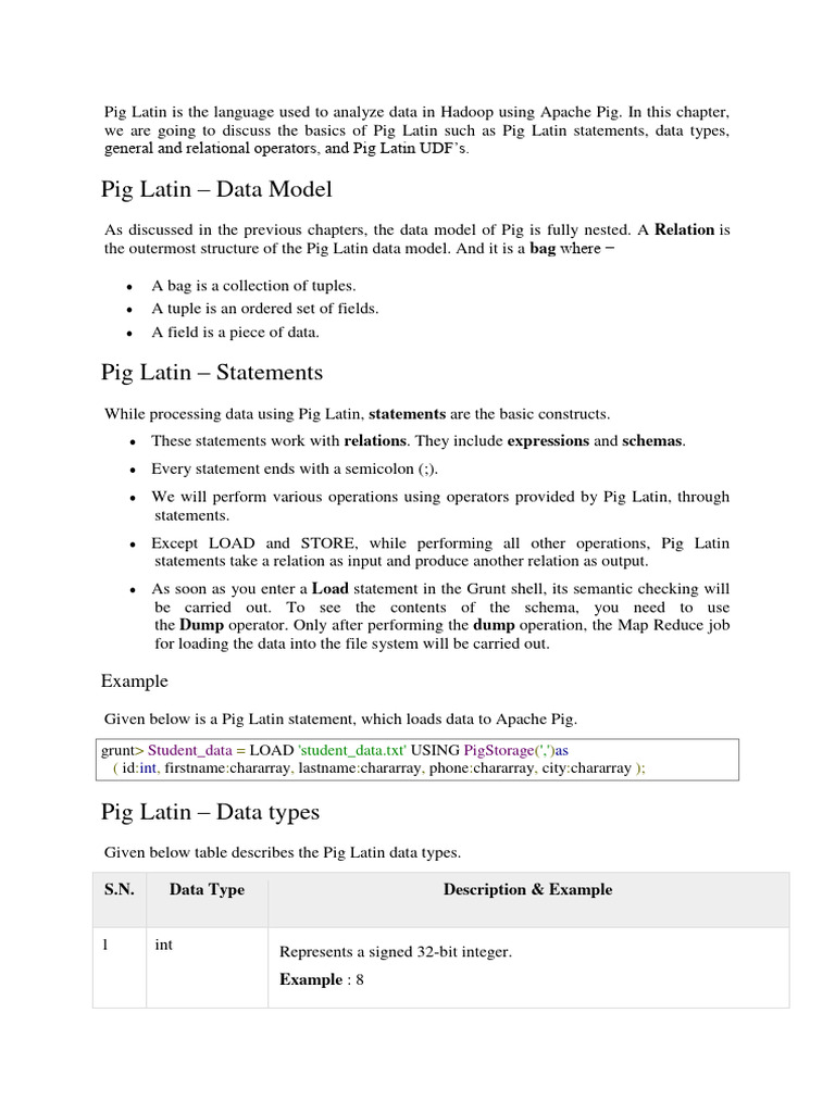 PIG Commands | PDF | Boolean Data Type | Apache Hadoop