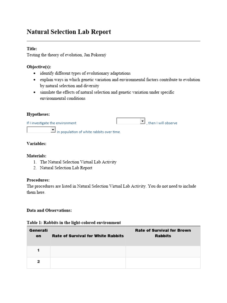 5 02 Natural Selection Lab Report | Download Free PDF | Natural ...