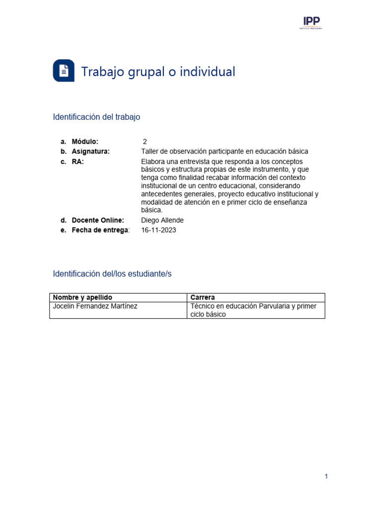 Jocelin - Fernandez - TI - M2 - Taller de Observacion Participante en Educacion Basica | PDF ...