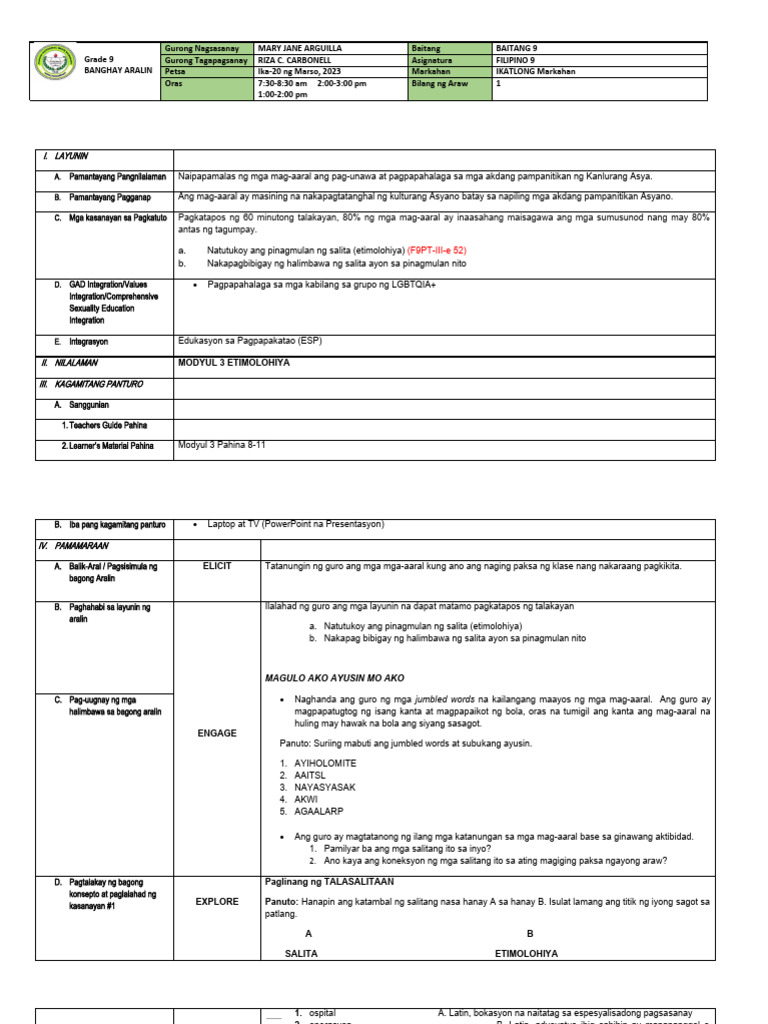 DLP 1 Etimolohiya | PDF