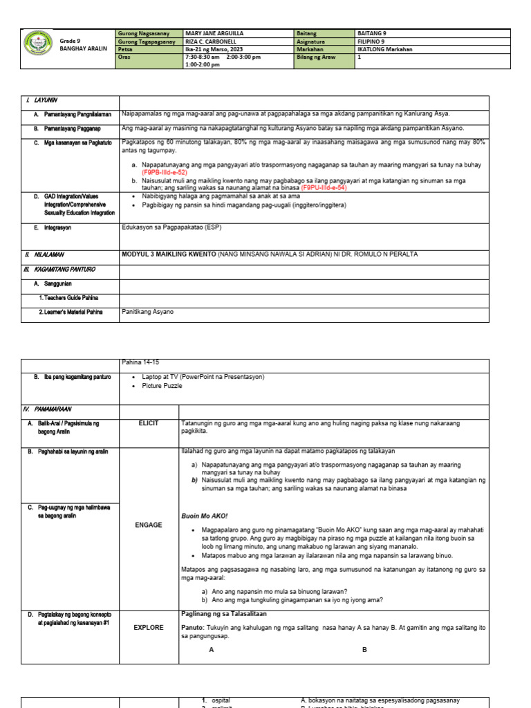 DLP 2 Nang Minsang Naligaw Si Adrian | PDF