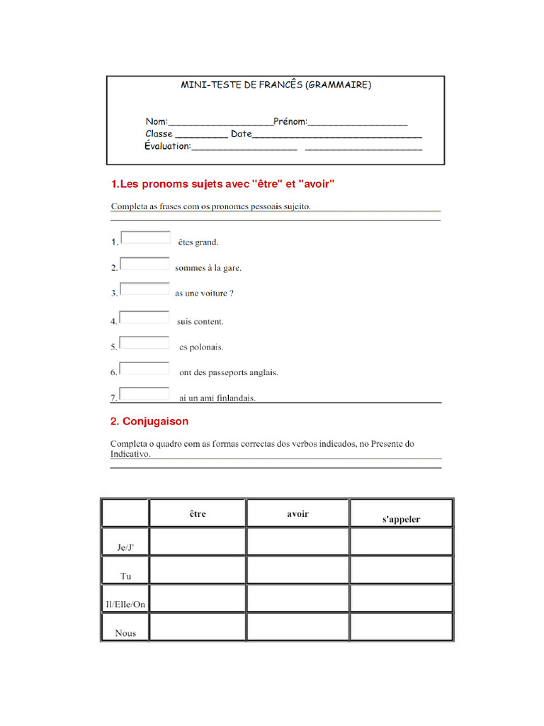 Teste Frances 3 7 Ano Pdf