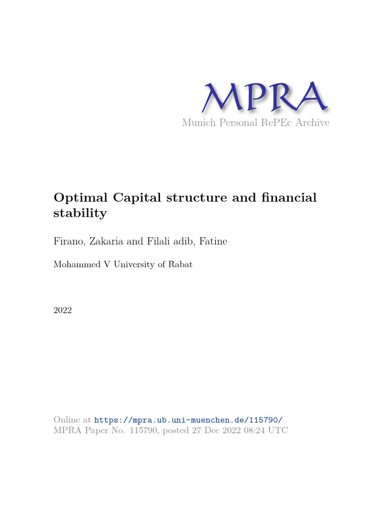 Optimal Capital Structure and Financial Stability | PDF | Structural ...