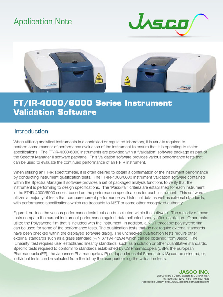 FT Ir 4000 6000 Series Instrument Validation Software Final | PDF ...