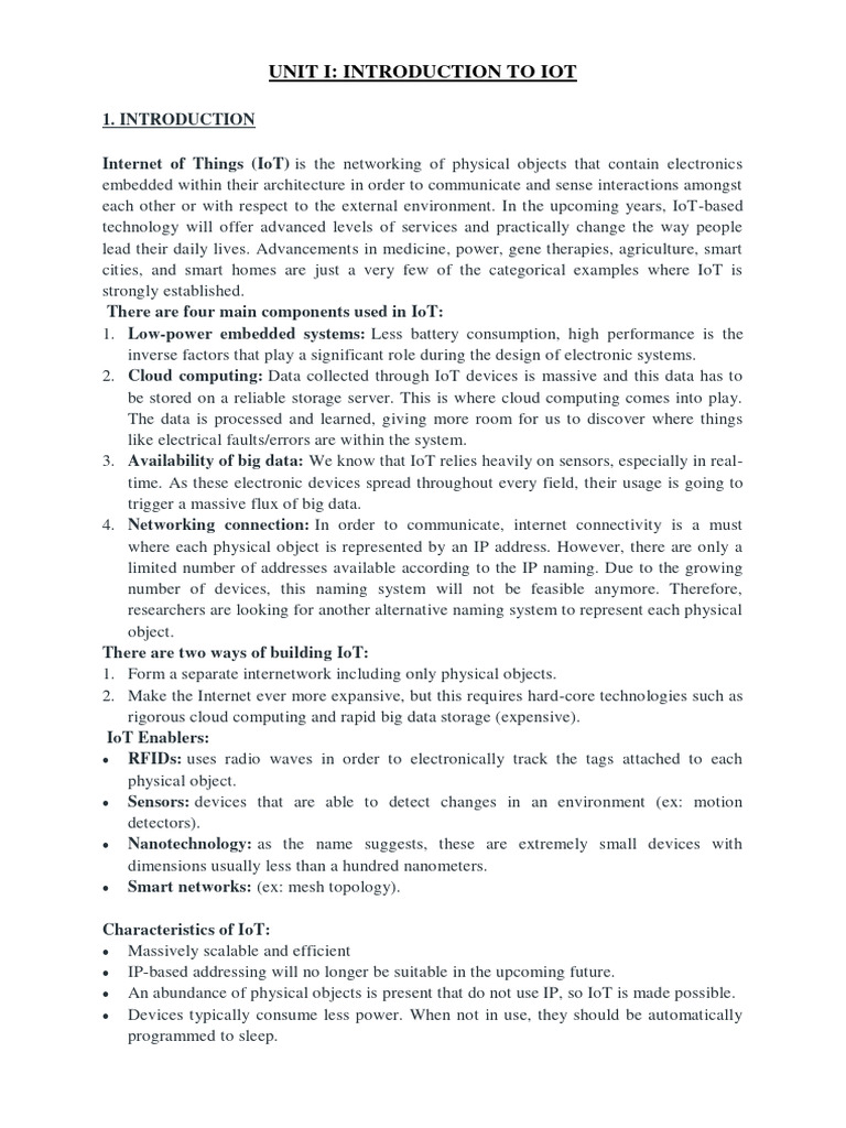 Unit - 1 Iot and Applications | PDF | Osi Model | Internet Of Things