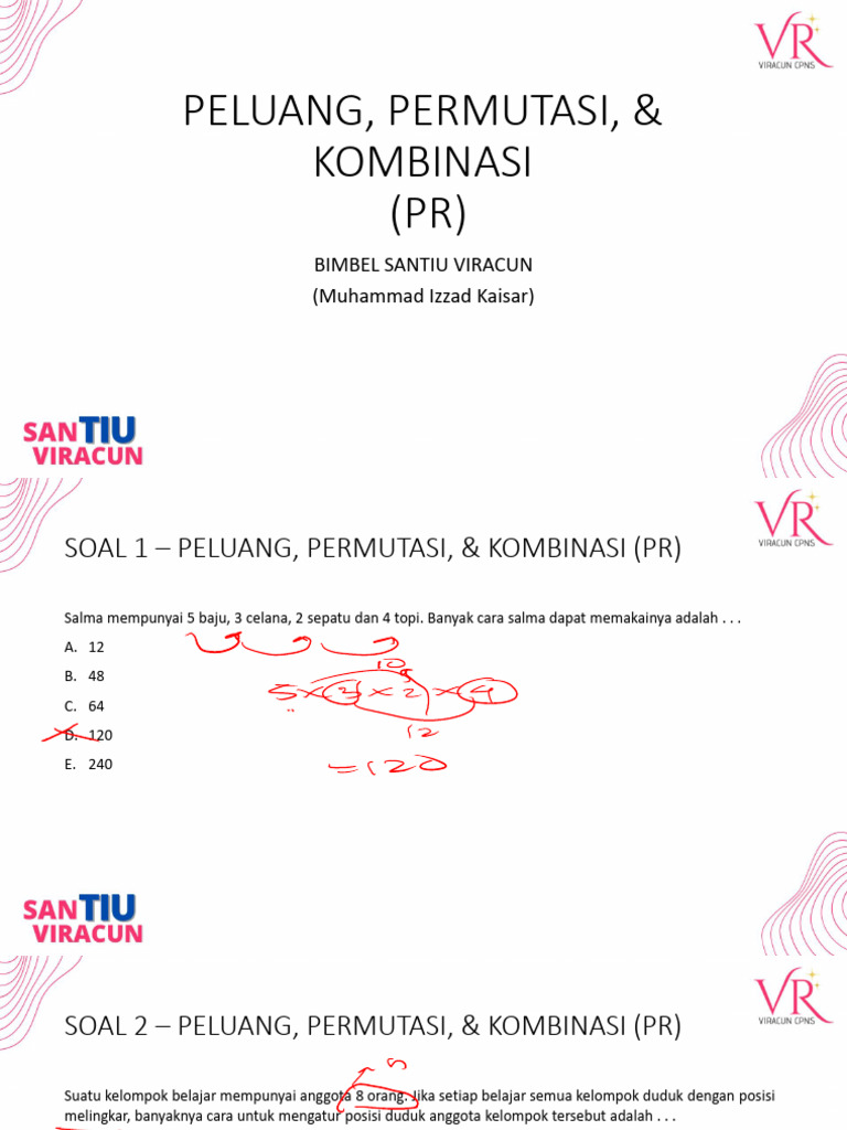 PR Peluang Permutasi Kombinasi b7 | PDF