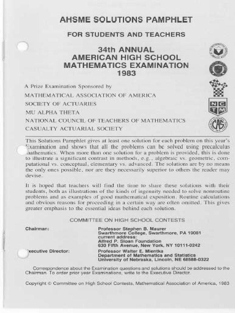 1983 AHSME Solutions | PDF
