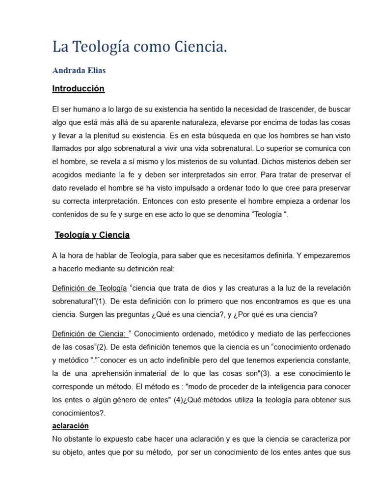 La Teología: Ciencia de la Fe | PDF | Teología | Fe