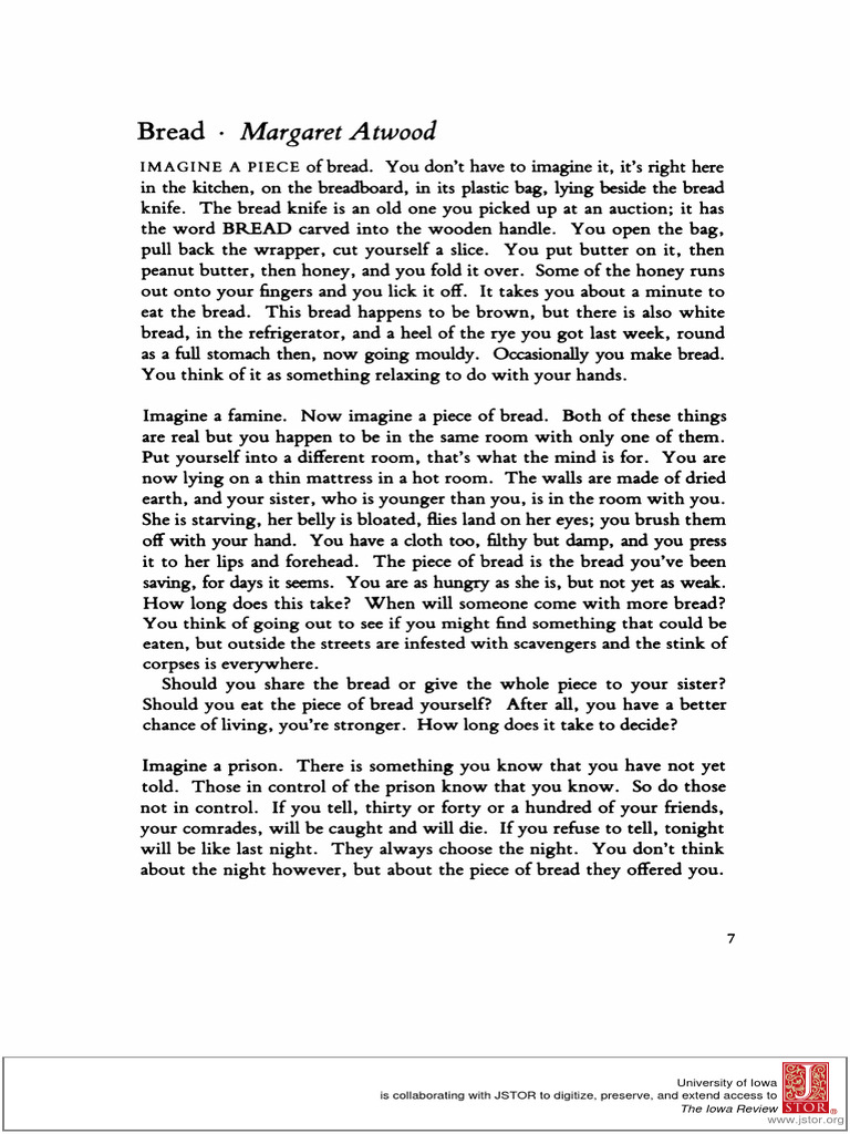 Bread by M. Atwood | PDF