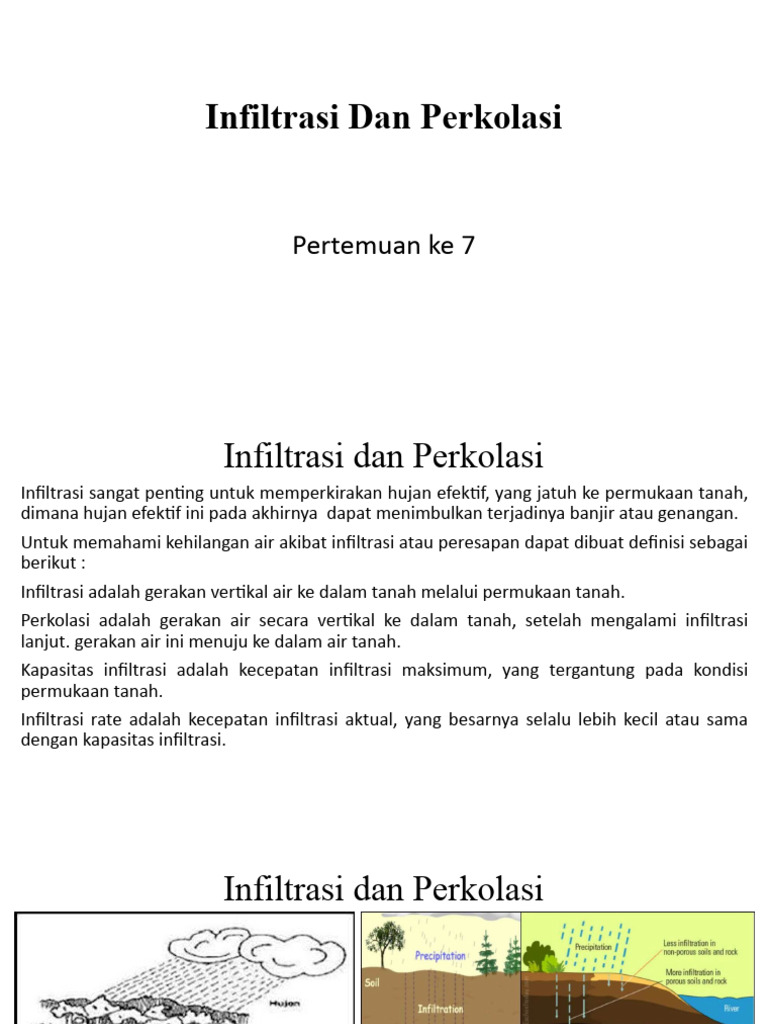 Pertemuan 7 - Hidrologi - Infiltrasi Dan Perkolasi | PDF