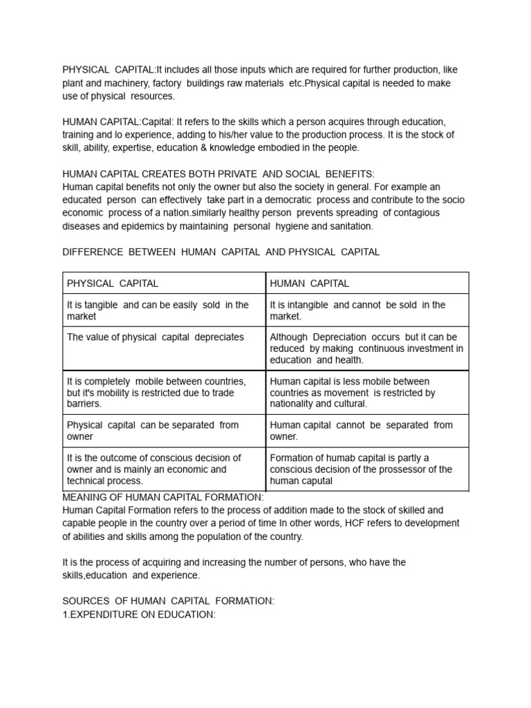 Human Capital Formation | PDF | Human Capital | Capital (Economics)
