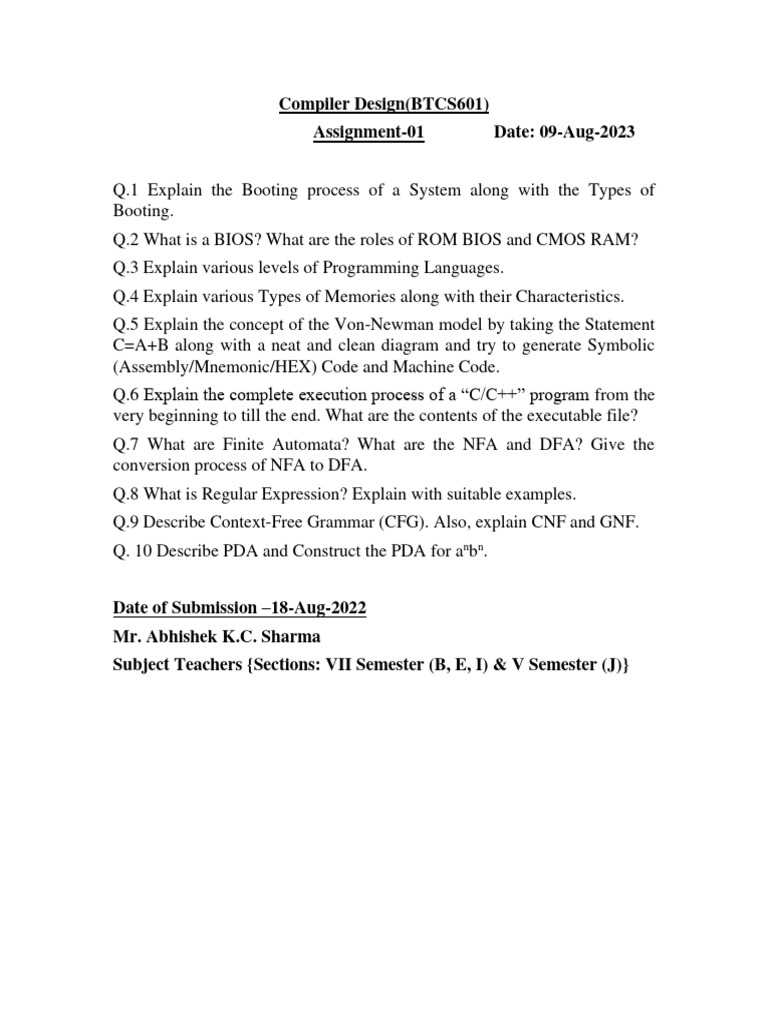 Compiler Design Complete Assignment | PDF | Parsing | Linguistics Compiler Design Complete Assignment | PDF | Parsing | Linguistics