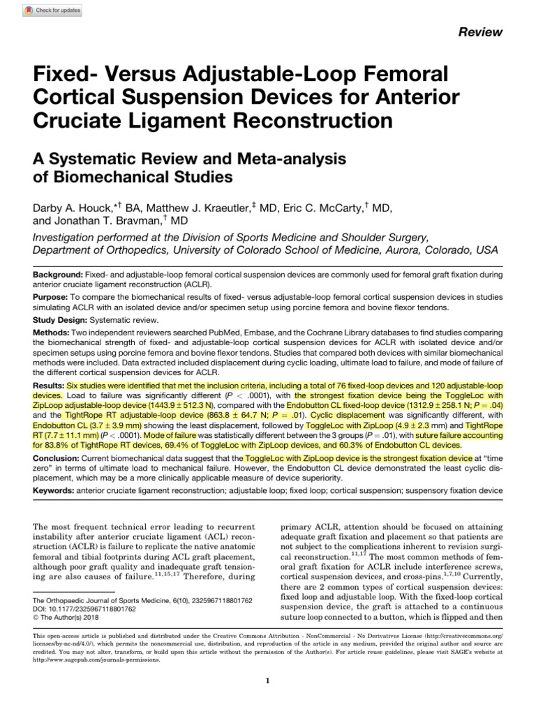 Fixed - Versus Adjustable-Loop Femoral Cortical Suspension Devices For ...