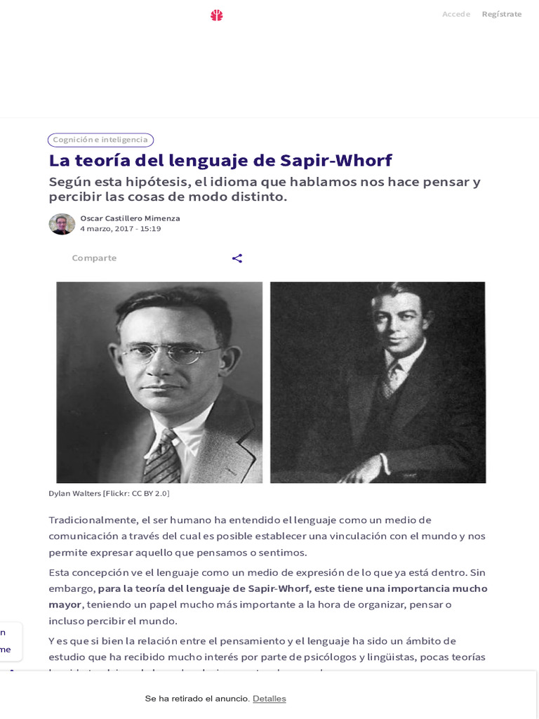 La Teoría Del Lenguaje de Sapir-Whorf | PDF | Pensamiento | Percepción