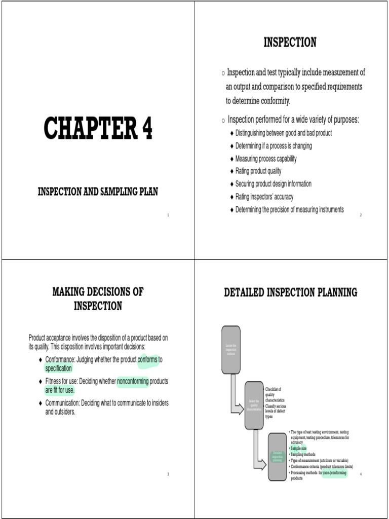 Chapter 4 Inspection and Sampling Plans | PDF | Accuracy And Precision ...