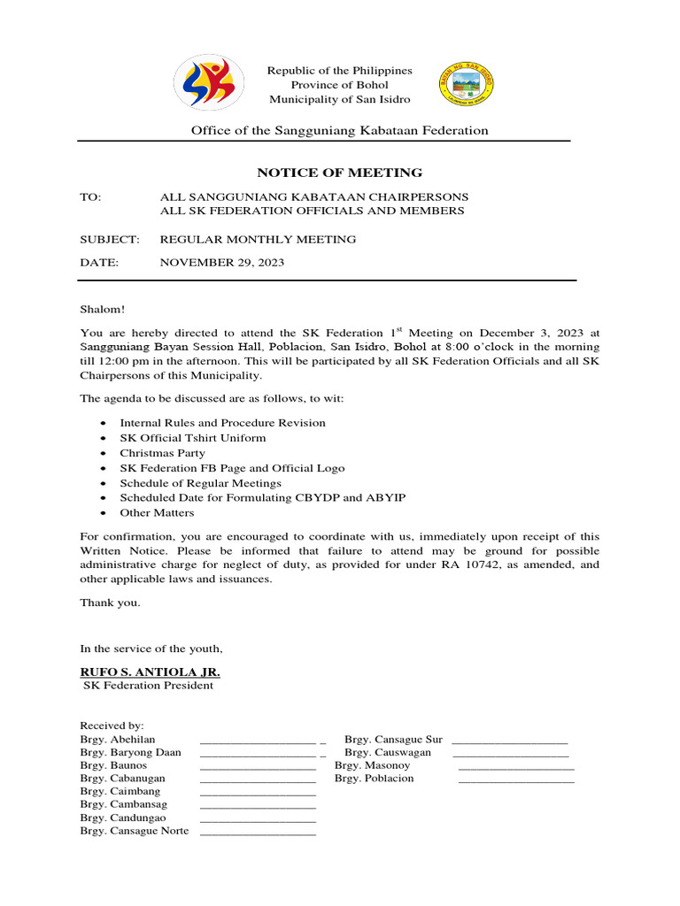 Notice of Meeting | PDF