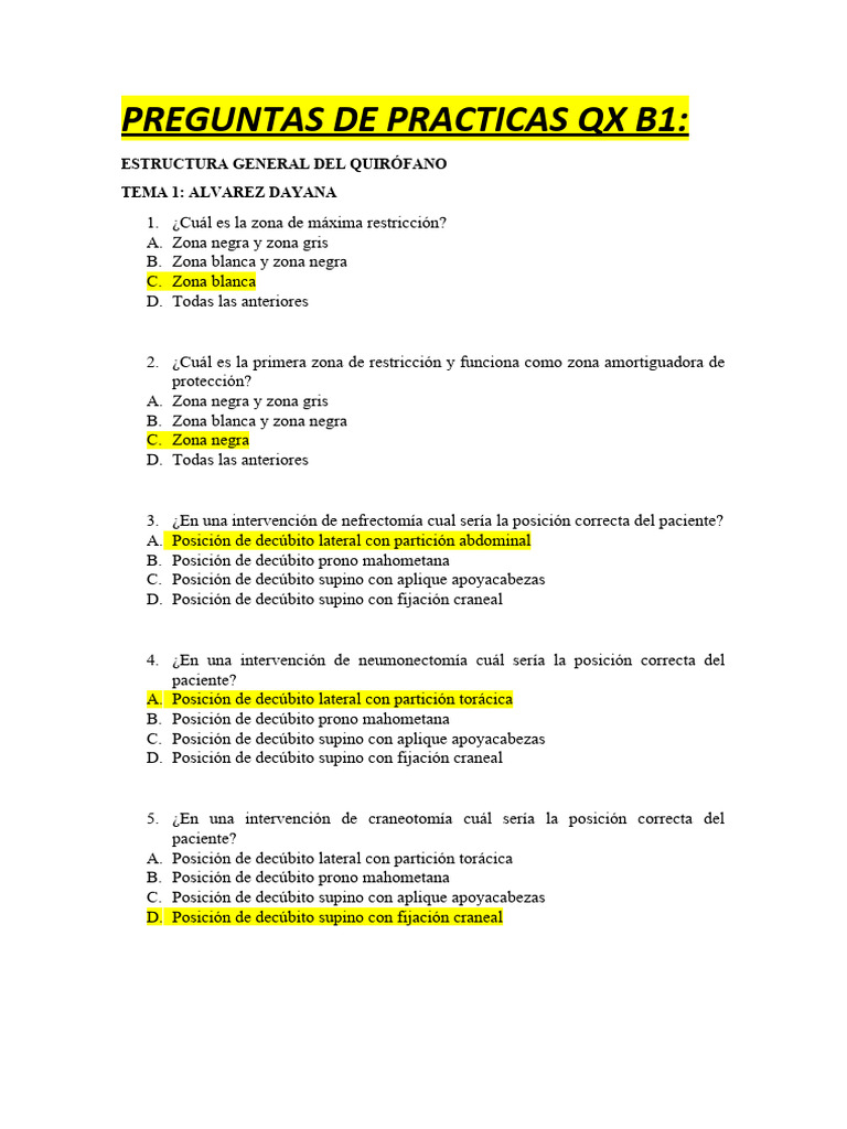 Preguntas de Practicas QX B1 | PDF | Lavado de manos | Especialidades Medicas