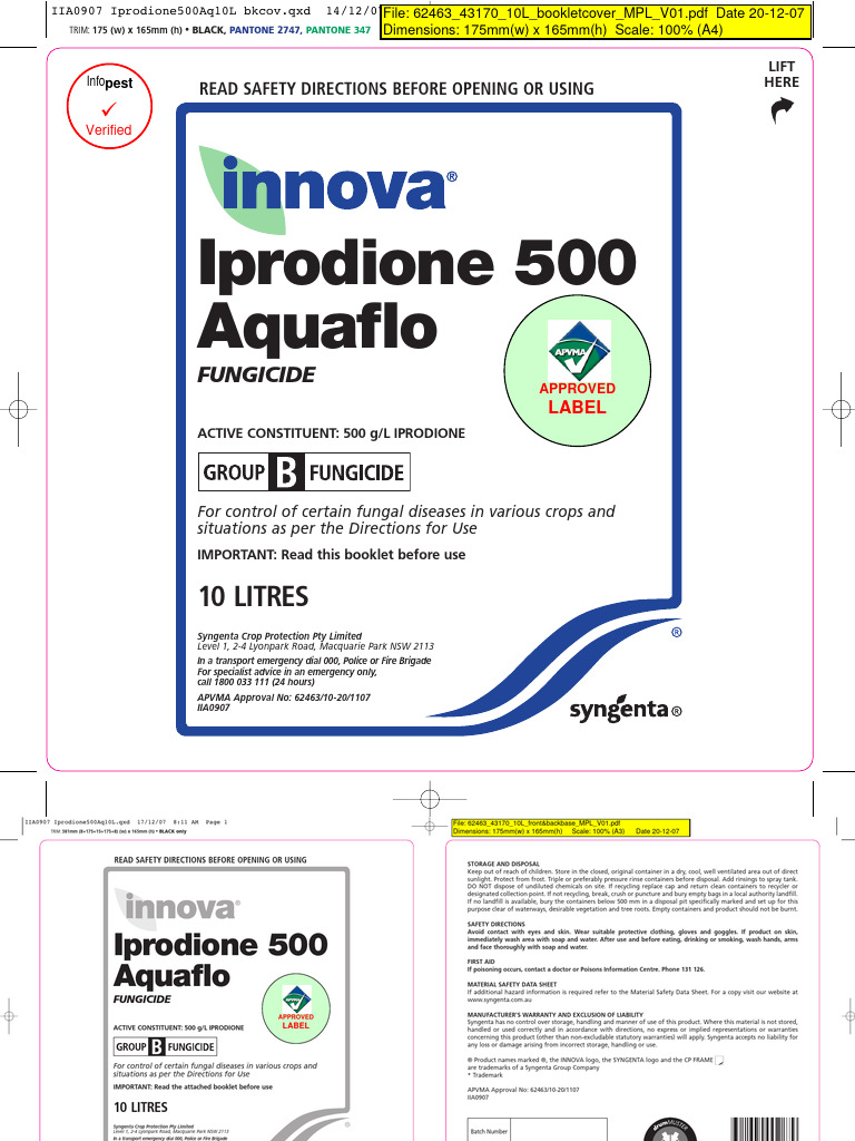 Innova Iprodione 500 Label | PDF | Fungicide | Plants