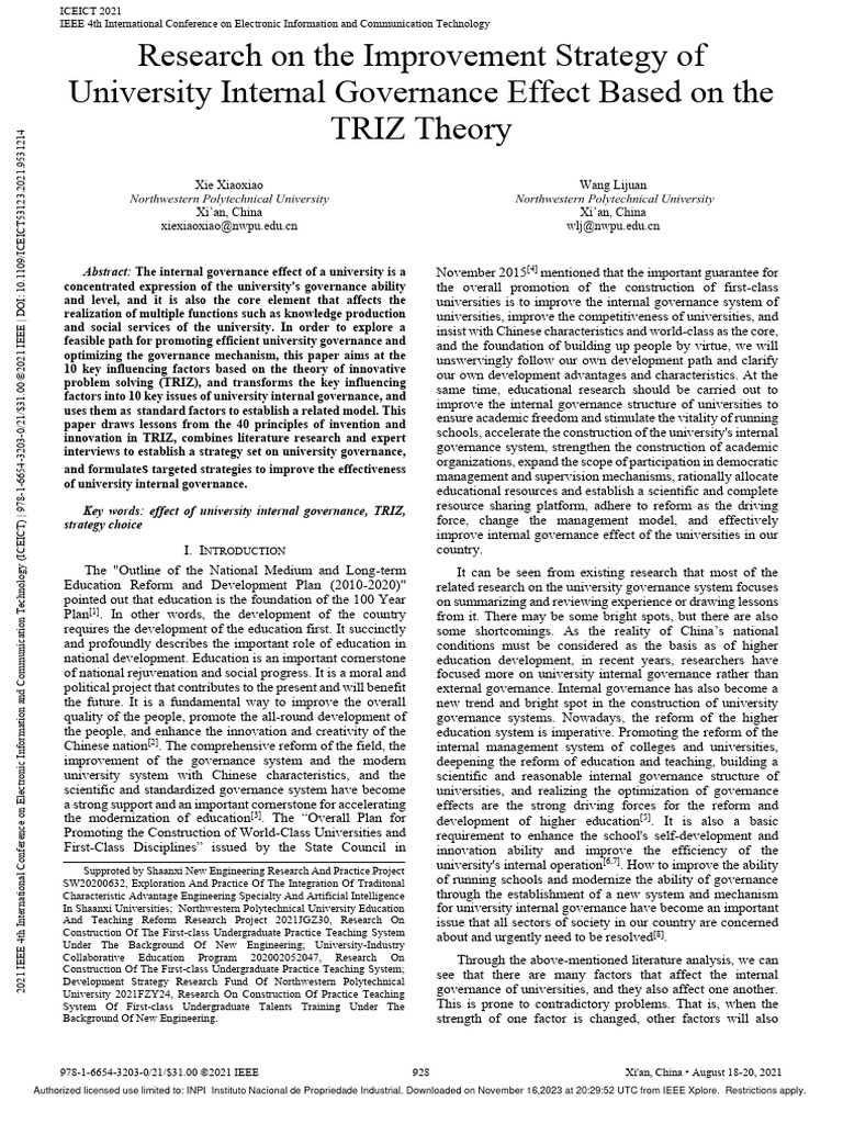 Research On The Improvement Strategy of University Internal Governance ...